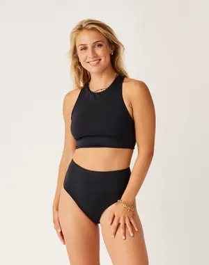 Carve Designs Erin High-Waisted Bikini Bottom Black/navy