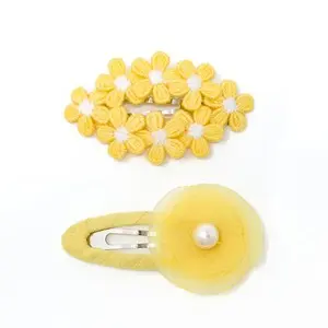 PUTTISU 2-piece Floral Hair Clip Set - Dandelion Wishes - Yellow