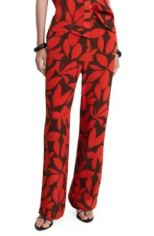 Mango Flowy Print Straight Leg Pants