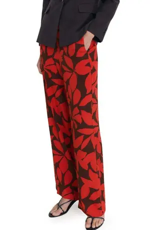 Mango Flowy Print Straight Leg Pants