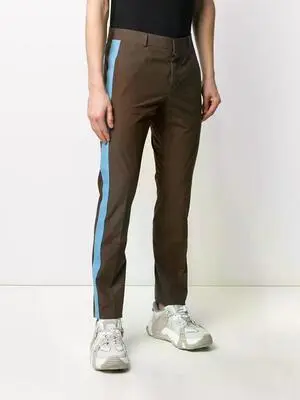 Valentino Garavani Contrast Tape Slim-fit Trousers - Brown