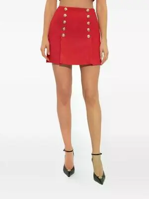 Balmain Virgin Wool Mini Skirt With Gold-tone Buttons