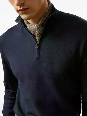 Ralph Lauren Purple Label Piqué-weave Wool Sweater - Blue