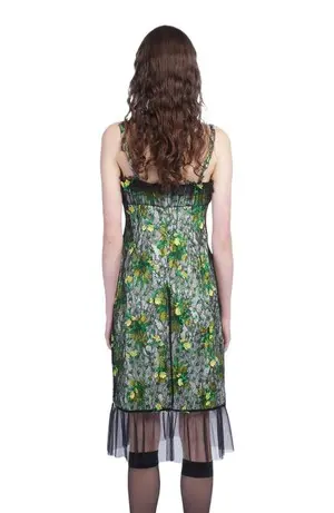 Anna Sui Rosebuds And Lace Combo Slip Dress