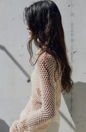 Mango Stretch Cotton Crochet Sweater