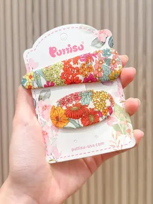 PUTTISU 2-piece Floral Print Clip Set - Retro Bloom Bash