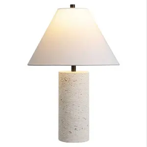 JONATHAN Y Kelsey 22.50" Modern Minimalist Travertine Column Led Table Lamp - Beige/black