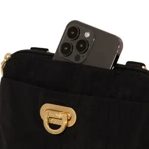 BAGGALLINI Coastal Flip Lock Mini Crossbody - Black W/gold Hardware