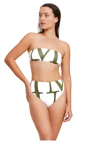 LUMA GOTTEX Signature Bandeau Bikini Top - Olive /cream
