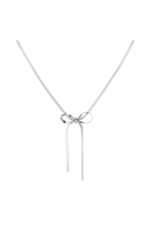 AURATE Herringbone Bow Choker Necklace - White