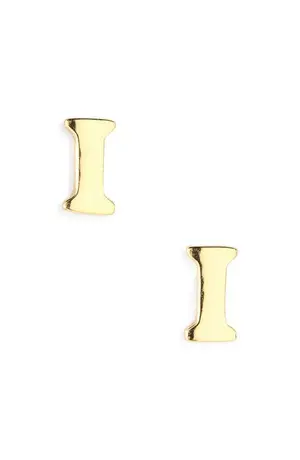 MARLYN SCHIFF Block Letter Initial Stud Earrings - Gold Plated I