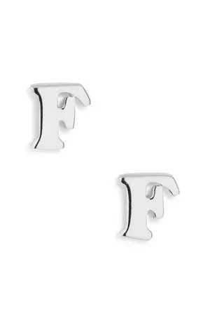 MARLYN SCHIFF Block Letter Initial Stud Earrings - Sterling Silver F