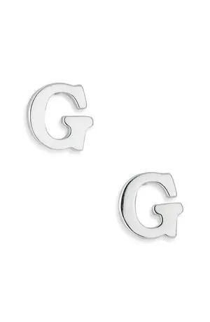MARLYN SCHIFF Block Letter Initial Stud Earrings - Sterling Silver G