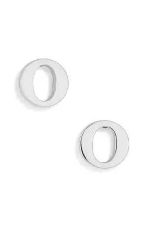 MARLYN SCHIFF Block Letter Initial Stud Earrings - Sterling Silver O