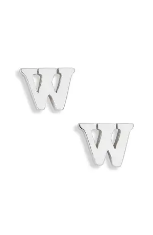 MARLYN SCHIFF Block Letter Initial Stud Earrings - Sterling Silver W