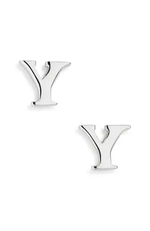 MARLYN SCHIFF Block Letter Initial Stud Earrings - Sterling Silver Y