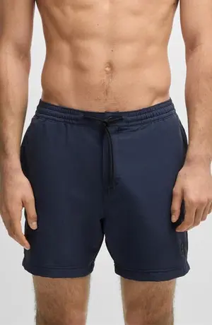 BOSS Solid Stretch Swim Trunks - Navy