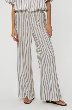 MICHAEL STARS Sita Embroidered Stripe Wide Leg Pants