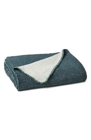 COYUCHI Cozy Organic Cotton Throw Blanket - Twilight Blue