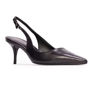 BLACK SUEDE STUDIO Branca 65 Slingback Pump - Black Leather