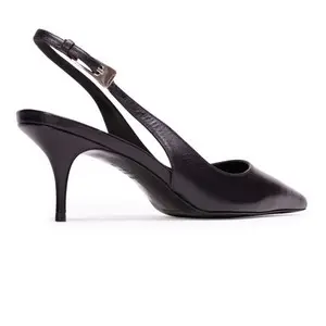 BLACK SUEDE STUDIO Branca 65 Slingback Pump - Black Leather