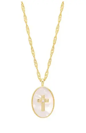 ATHRA LUXE Mother-of-pearl Cross Pendant Necklace - Gold