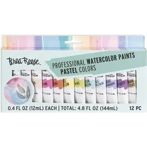 BREA REESE Professional Watercolor Paint Set Pastels 12 Tubes - Multicolored