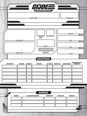 RENEGADE GAME STUDIOS G.i.i. Joe Roleplaying Game Expanded Character Sheet Journal