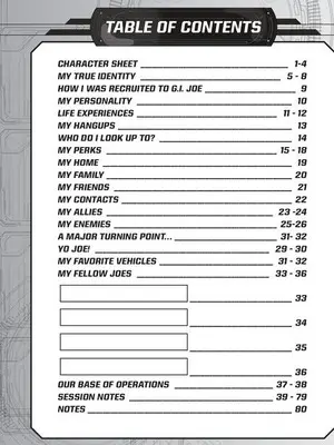 RENEGADE GAME STUDIOS G.i.i. Joe Roleplaying Game Expanded Character Sheet Journal
