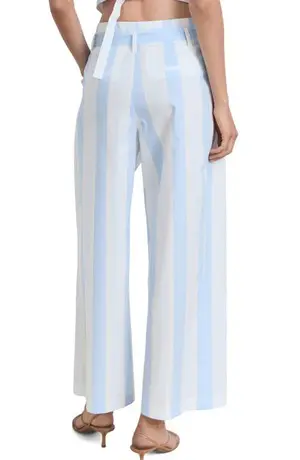 Mango Belted Stripe Straight Leg Pants