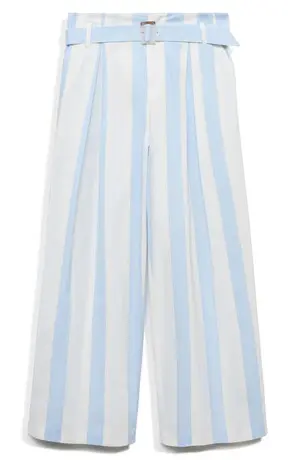 Mango Belted Stripe Straight Leg Pants