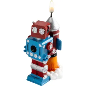 SOUTHLAKE GIFTS Vintage Robot Birthday Candle - Red/blue/silver