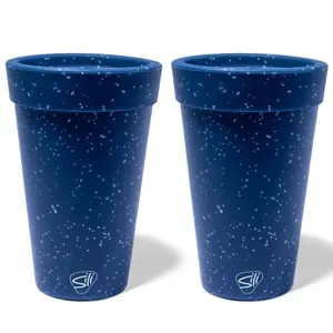 SILIPINT Silicone 16oz Coffee Tumblers 2 Pack - Blue