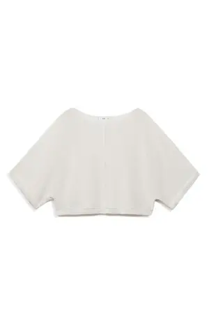 Mango Oversized Fine Knit Cropped Sweater - White