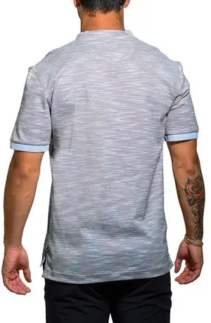 MACEOO Vivaldi Mirage V-neck Cotton T-shirt - Blue