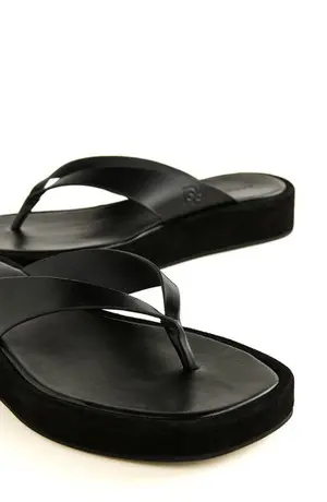 REFORMATION Eden Platform Flip Flop - Black Suede Leather