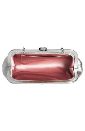 JIMMY CHOO Skylar Metallic Leather Clutch - Silver