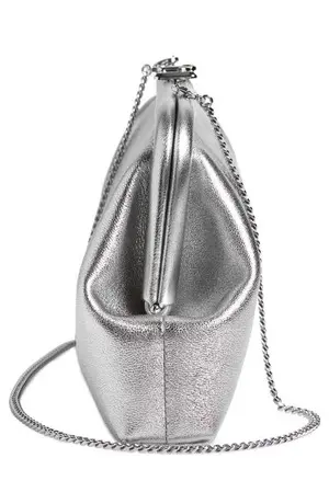 JIMMY CHOO Skylar Metallic Leather Clutch - Silver