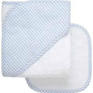 3 MARTHAS Hooded Towel And Washcloth Set - Blue