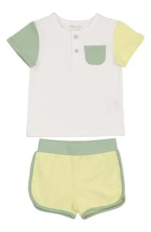 MANIÈRE Colorblock Henley & Shorts Set - Sage