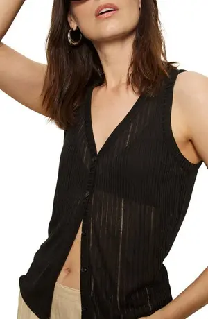 Sanctuary Ribbed Button-front Tank