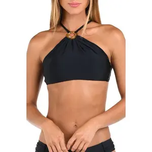 SUNSHINE 79 Solids High Neck Bikini Top - Black