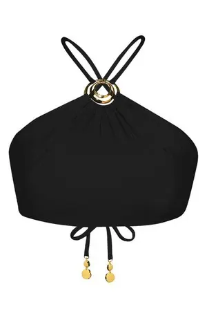 SUNSHINE 79 Solids High Neck Bikini Top - Black