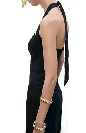 Mango Halter Linen Jumpsuit - Black