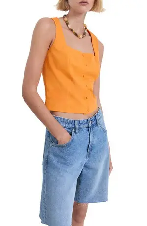 Mango Square Neck Fitted Vest - Orange