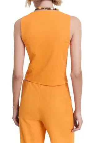 Mango Square Neck Fitted Vest - Orange