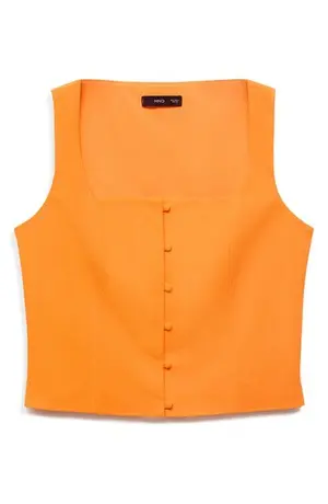 Mango Square Neck Fitted Vest - Orange