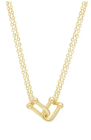 ATHRA LUXE Dual Chain Interlocking Link Necklace - Gold