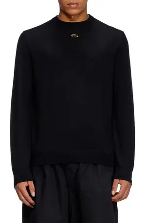 DIESEL® K-valiam Cutout Logo Wool Sweater - Deep/black