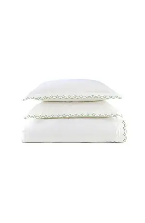 CHRISTY Scallop Edge Luxury Cotton Sateen Duvet Cover Sets - Matcha